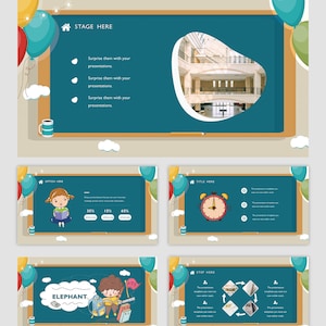 Cartoon School Board Powerpoint Template - Etsy