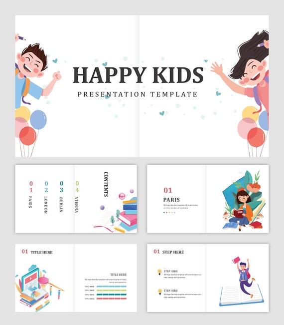 Minimal Happy Kids Powerpoint Template | Etsy