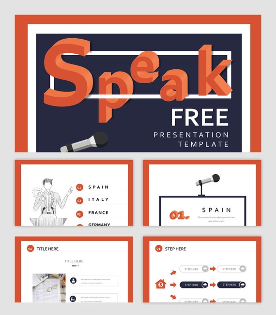 Minimal Speak Style Powerpoint Template | Etsy