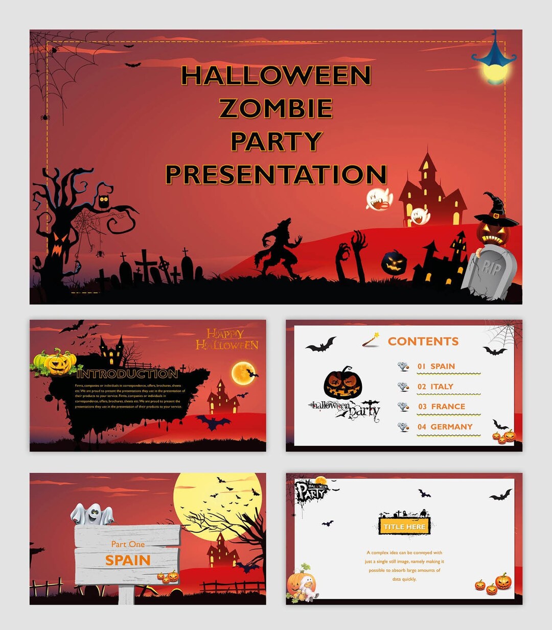 Halloween Zombie Party Powerpoint Template - Etsy