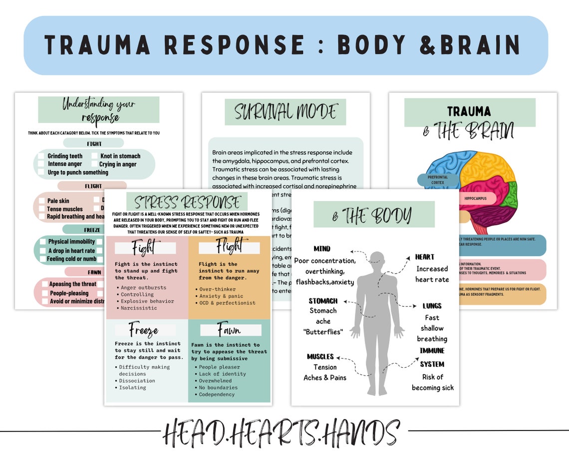 Fight Flight Freeze and Fawn Response Worksheets,trauma Response,trauma ...