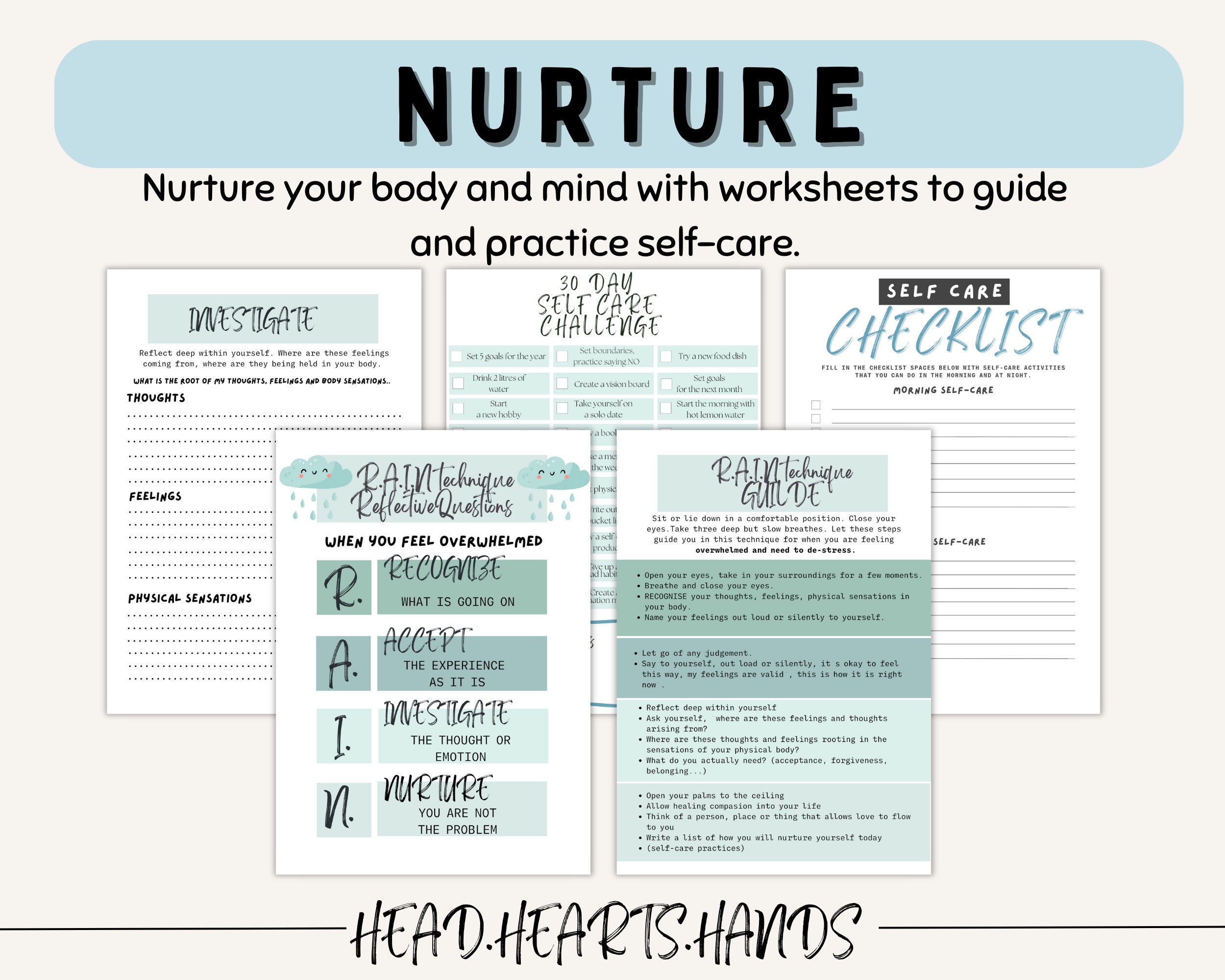 RAIN Technique Mindfulness Worksheets, DBT, Anxiety Relief (27-page) - Etsy