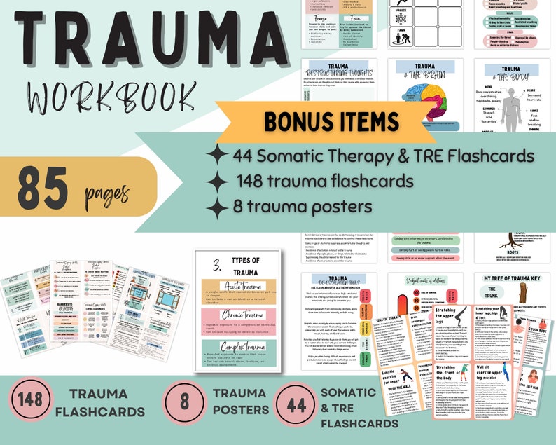 Trauma Bundle, Trauma Workbook Adult, Trauma Workbook for Kids, Trauma ...