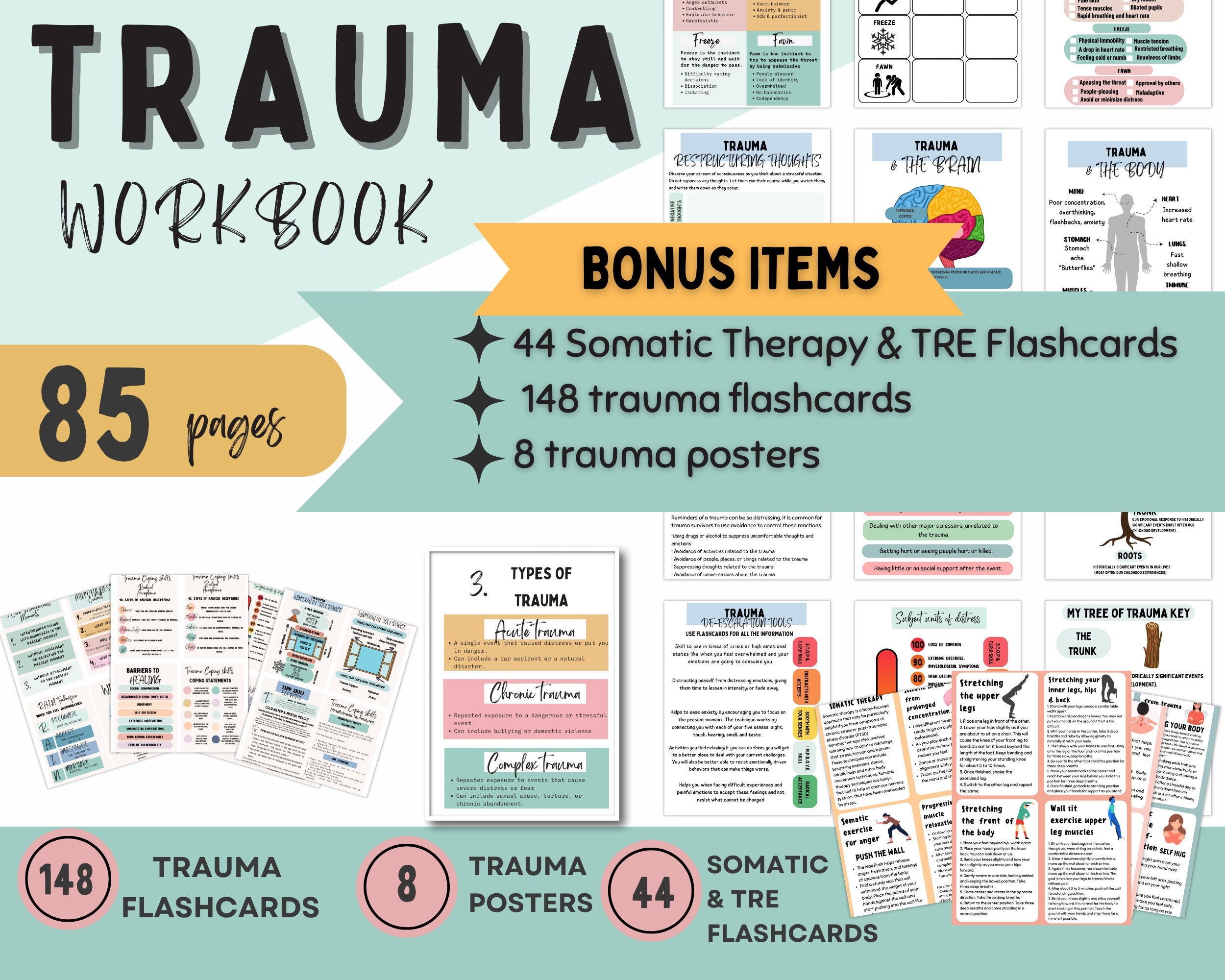 Trauma Bundle, Trauma Workbook Adult, Trauma Workbook for Kids, Trauma ...