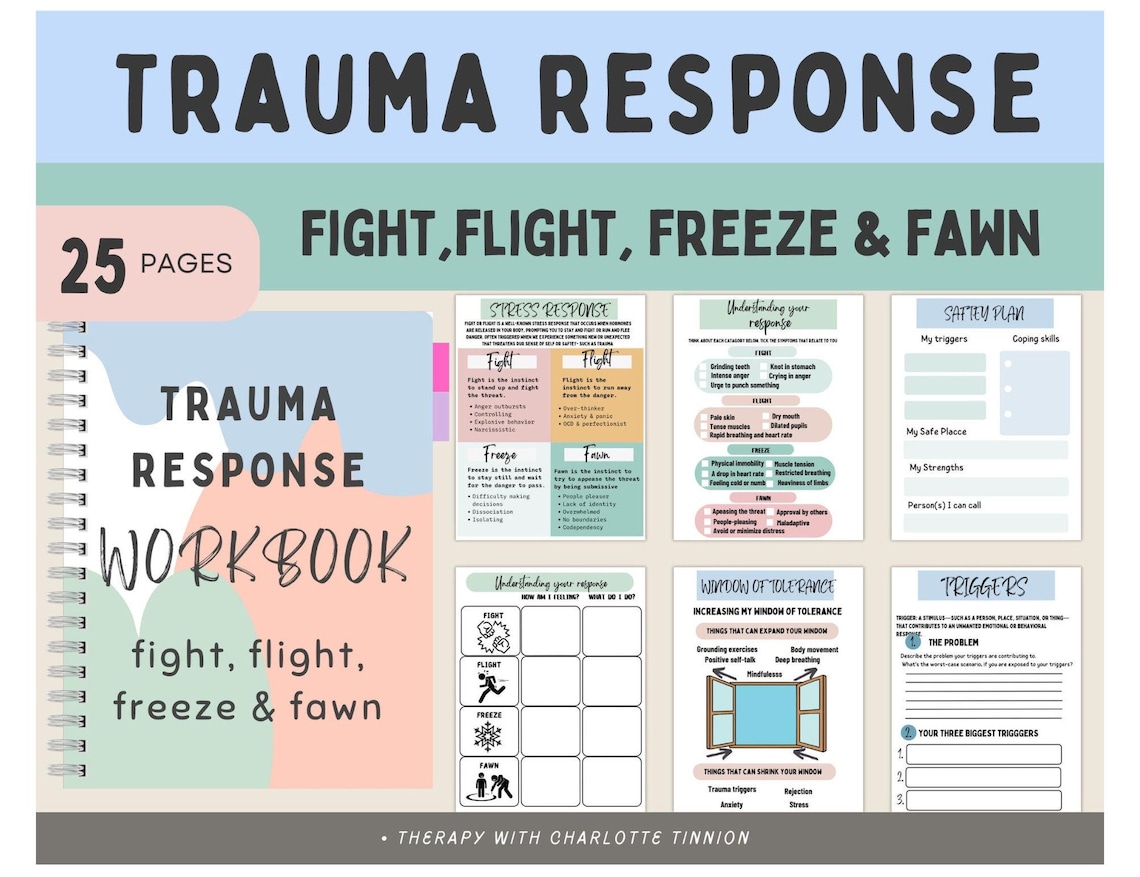 Fight Flight Freeze and Fawn Response Worksheets,trauma Response,trauma ...