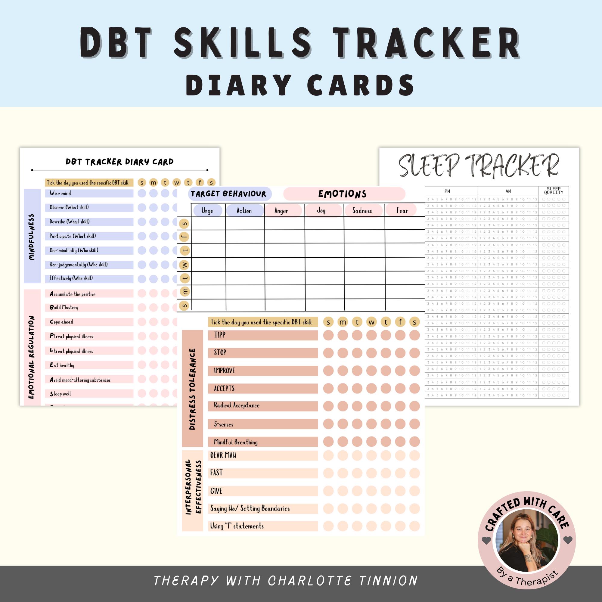 DBT Skills Tracker, Dbt Diary Card, Dialectical Behavior Therapy, DBT ...
