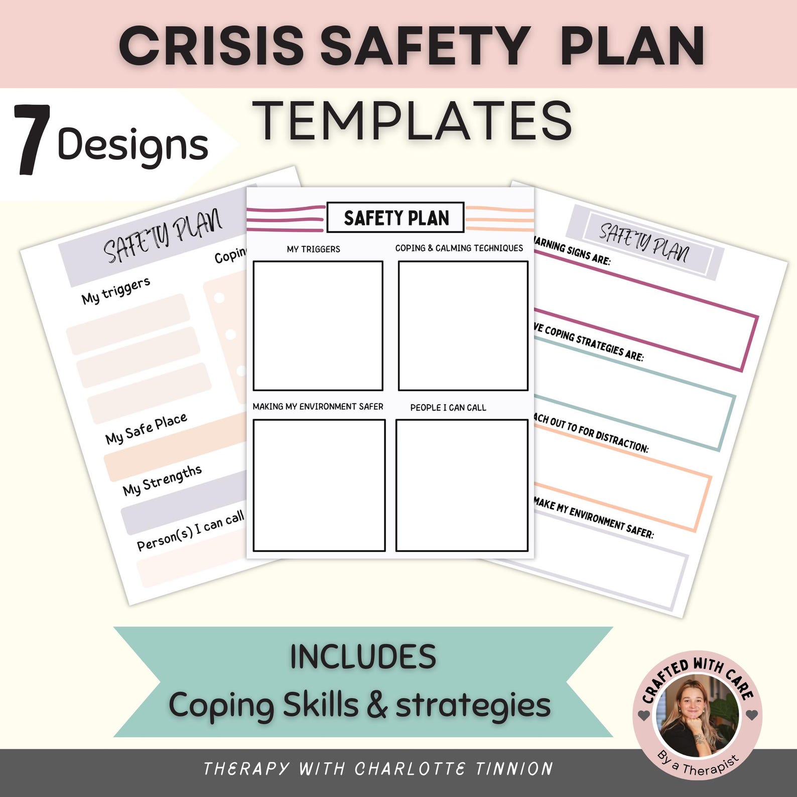 Crisis Safety Plan Sheets, Support Plan ,CPTSD Worksheets, Suicide ...