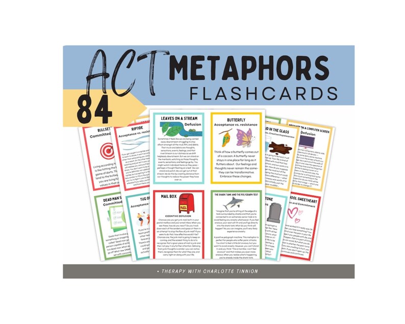 ACT Metaphor Flashcards, ACT Therapy, Psychological Flexibility, Act ...