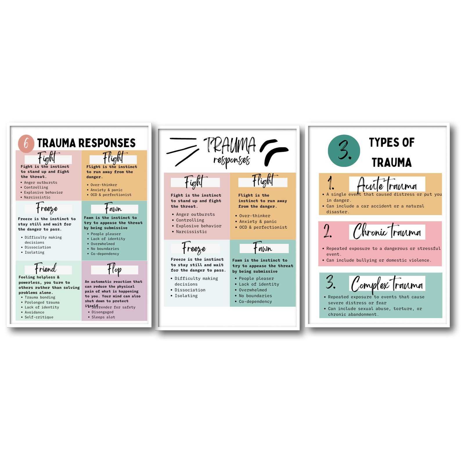 Trauma Poster Pack, Trauma Response, PTSD Posters, Mental Health ...