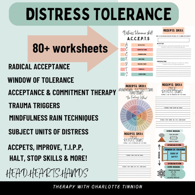 Distress Tolerance Worksheets Bundle DBT Journal Worksheets - Etsy