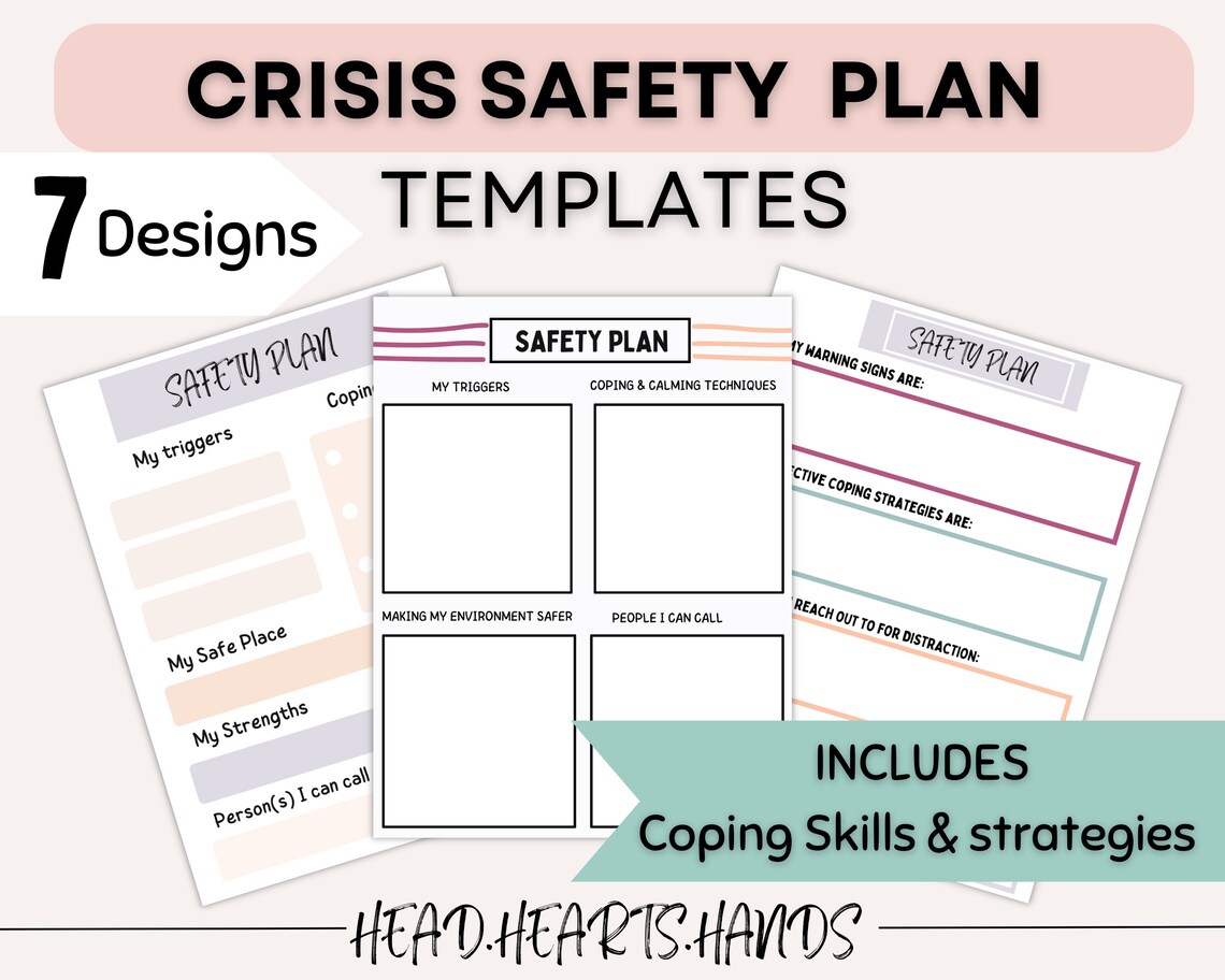 Crisis Safety Plan Sheets, Support Plan ,CPTSD Worksheets, Suicide ...