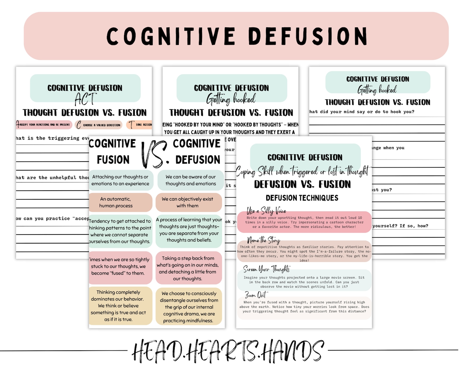 Acceptance and Commitment Therapy Worksheets, ACT Workbook, ACT Therapy ...