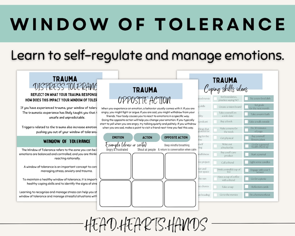 The Window of Tolerance Worksheets, Emotional Regulation, Trauma ...