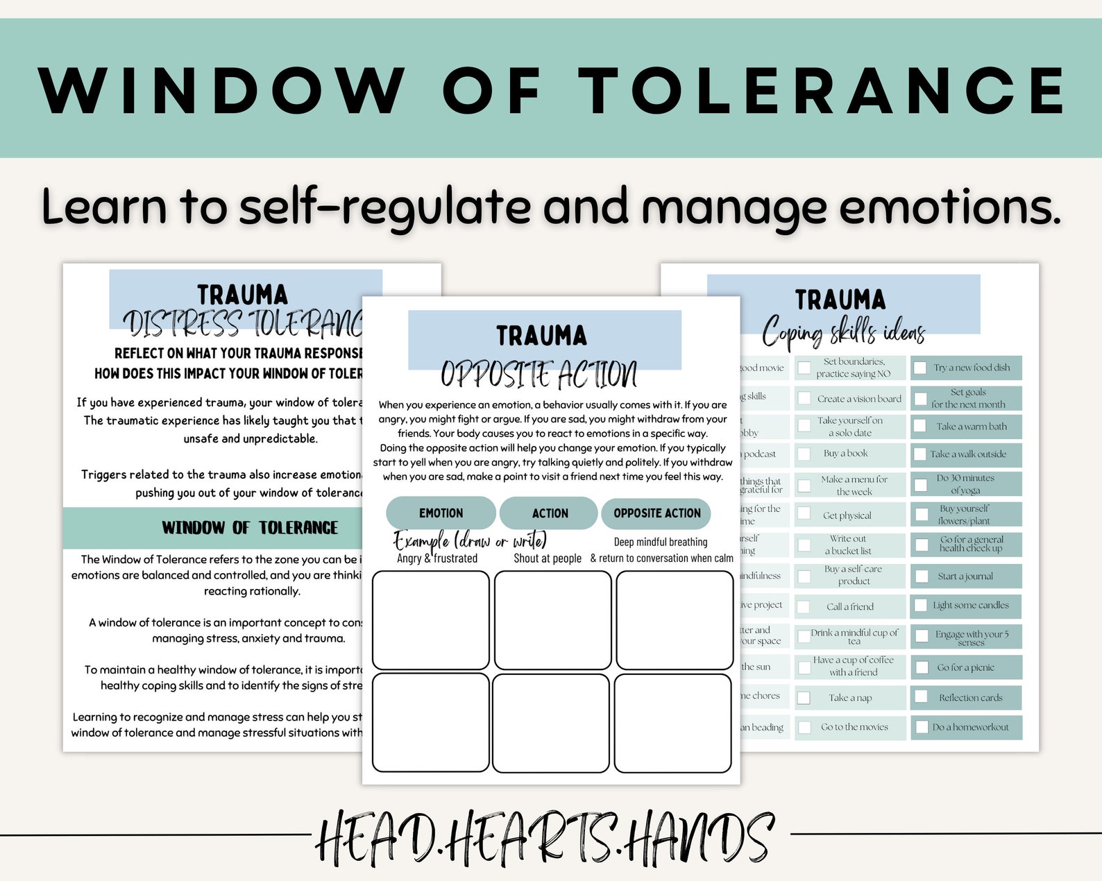 The Window of Tolerance Worksheets, Emotional Regulation, Trauma ...