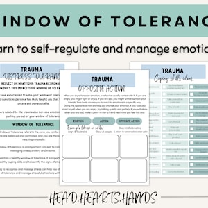 The Window of Tolerance Worksheets, Emotional Regulation, Trauma ...