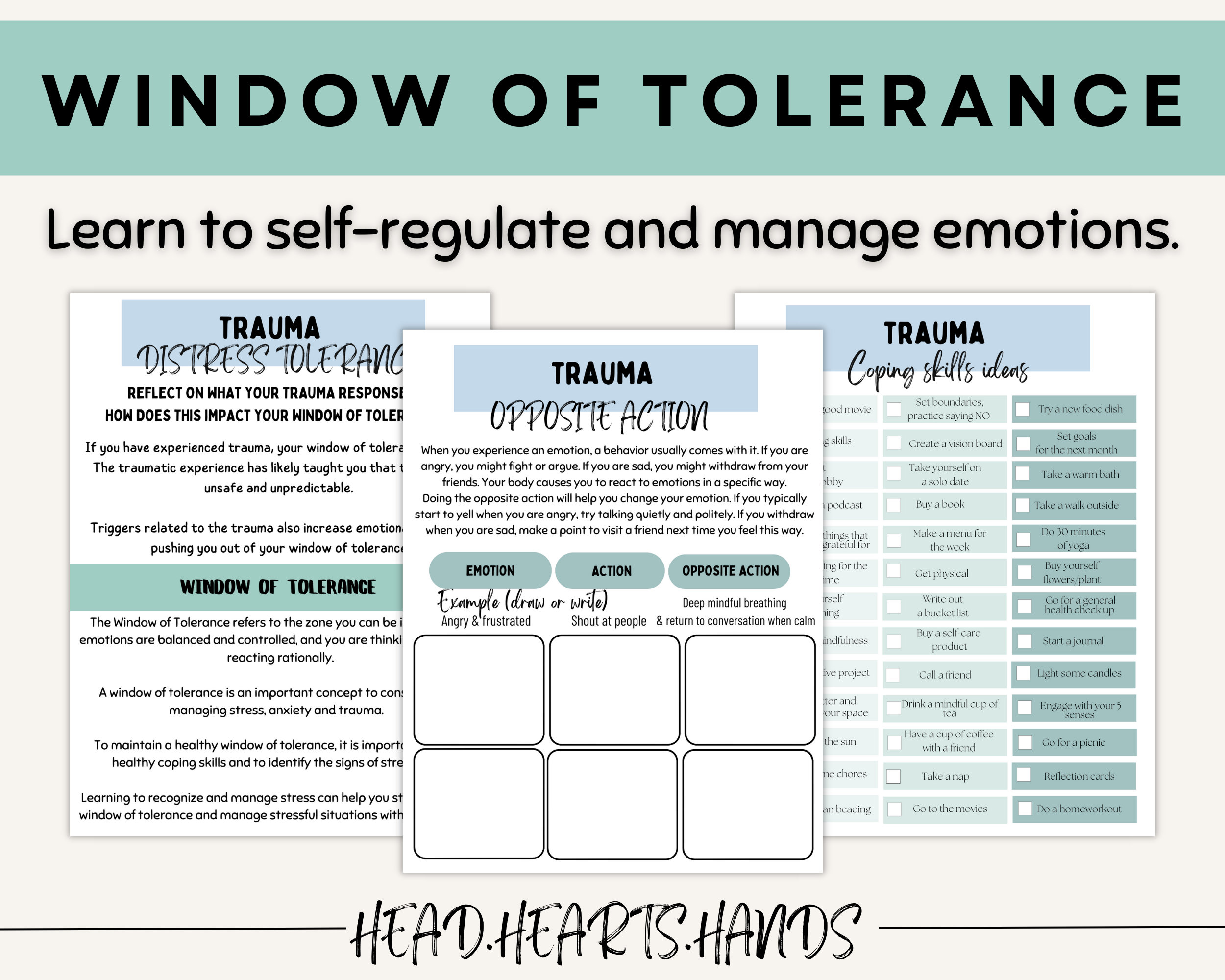 The Window of Tolerance Worksheets, Emotional Regulation, Trauma ...