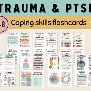 Trauma Therapy Flashcards, PTSD Coping Skills Cards, Anxiety Relief ...