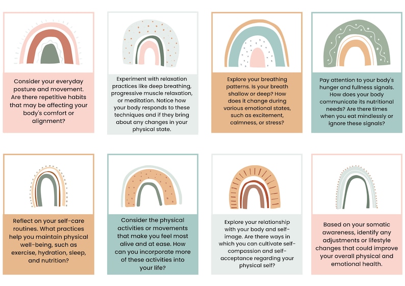 Somatic Awareness Journal Prompt Somatic Awareness Affirmations Flashcards Somatic Therapy 