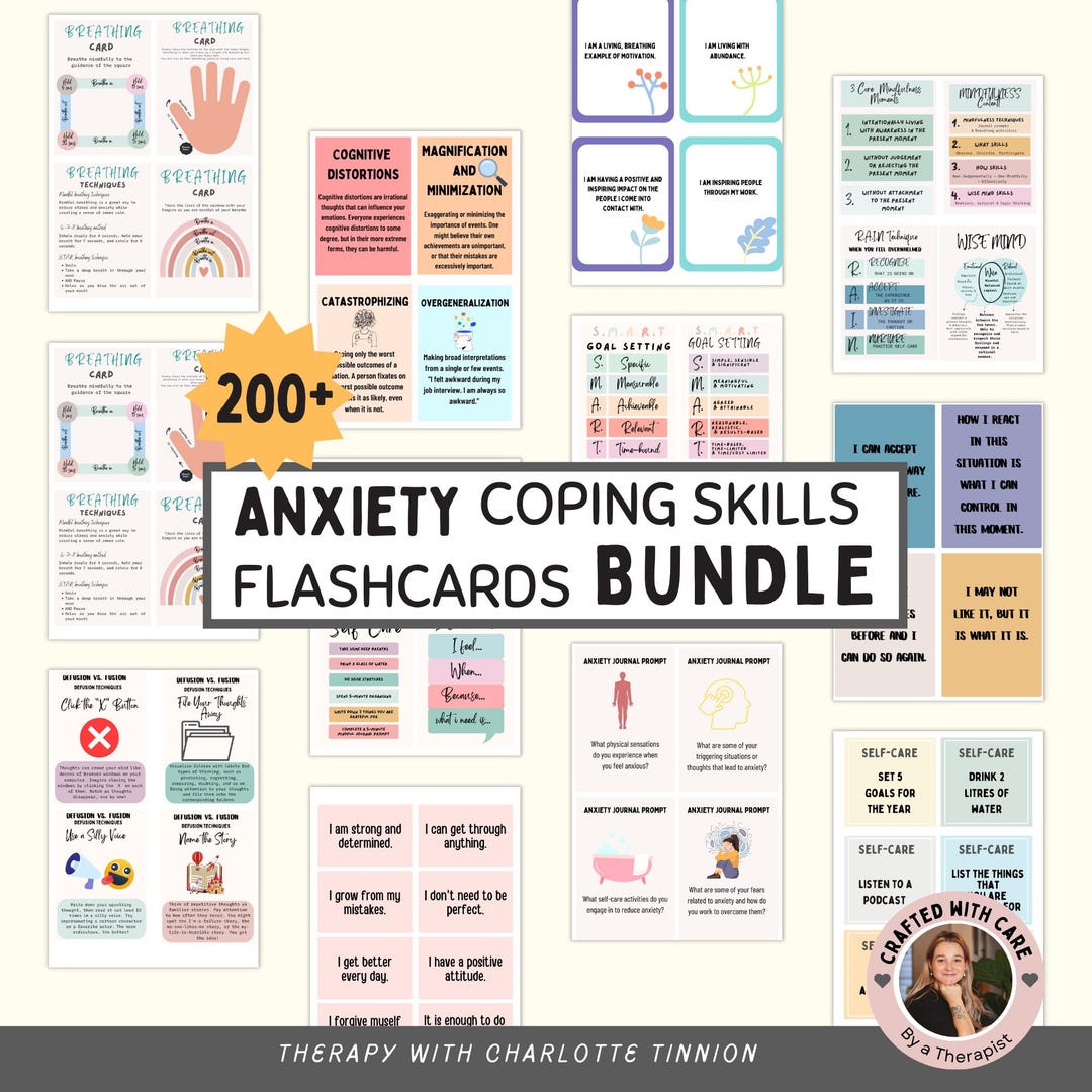 Anxiety Coping Skills Flash Cards, Affirmations Cards, Scripted ...