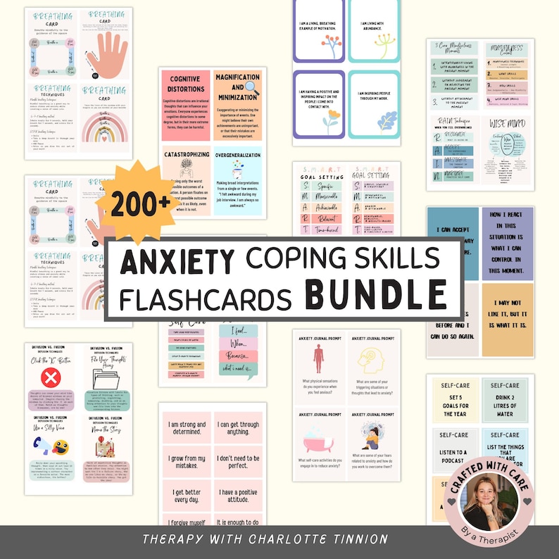 Anxiety Coping Skills Flash Cards, Affirmations Cards, Scripted ...