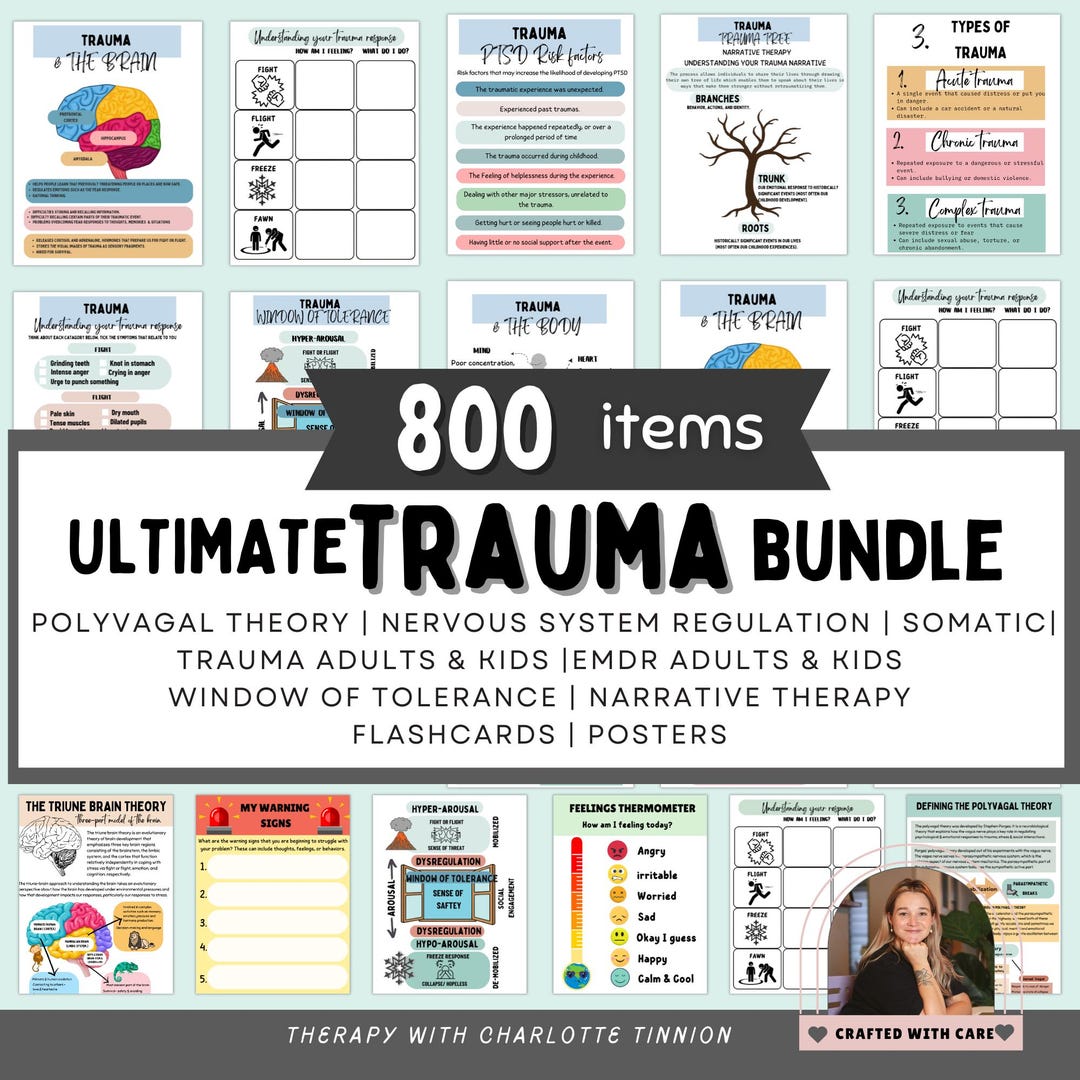 Trauma Therapy Bundle Worksheets, PTSD Worksheet, Trauma Therapy ...