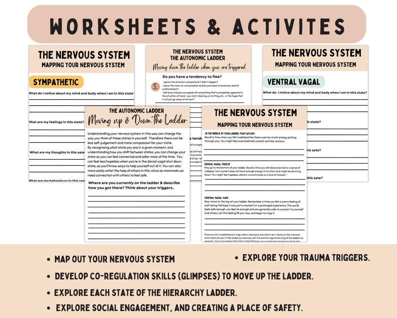 Polyvagal Theory Worksheets, Polyvagal Theory Cheat Sheet, Nervous ...