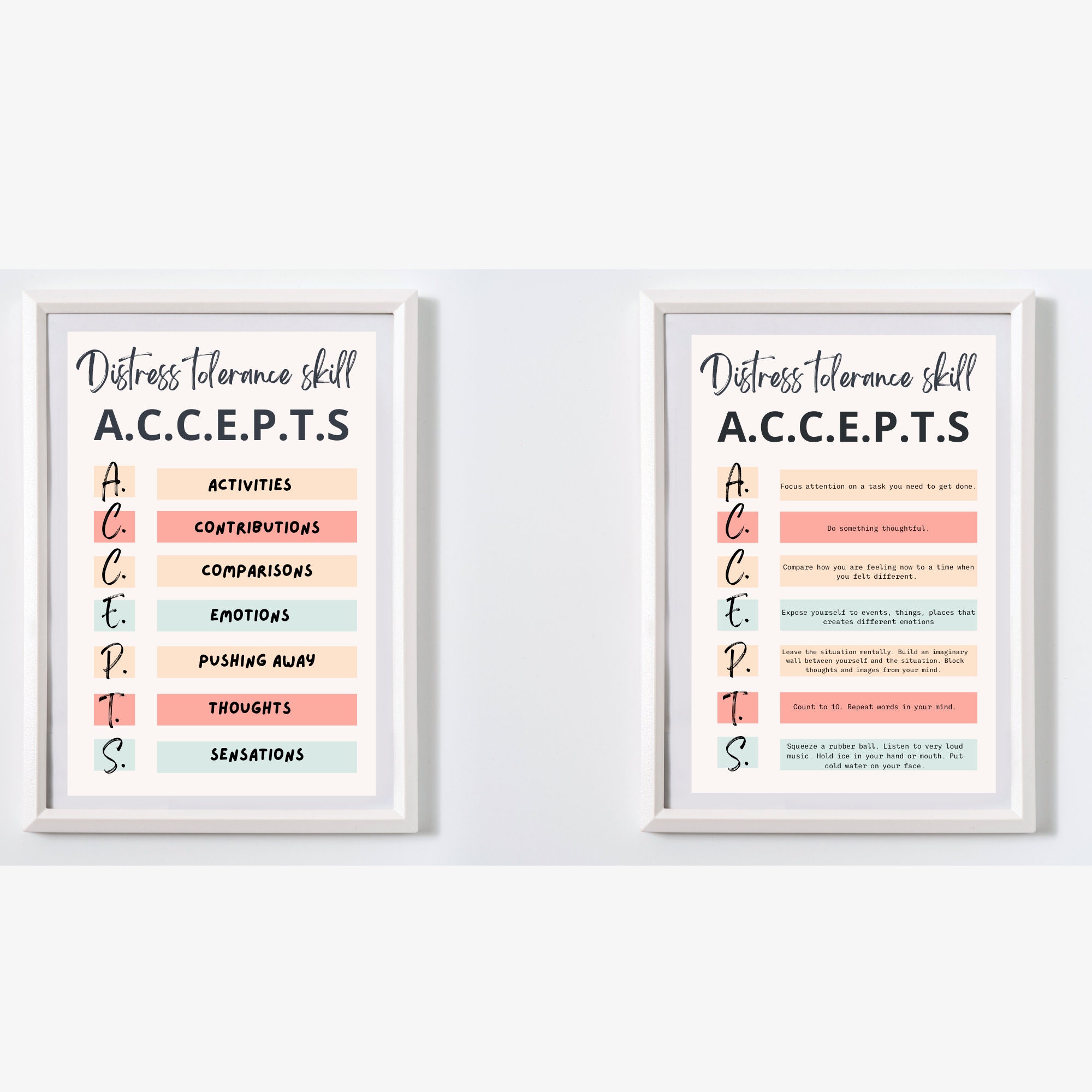 DBT Distress Tolerance Posters Bundle, Coping Skills, Therapy Office ...