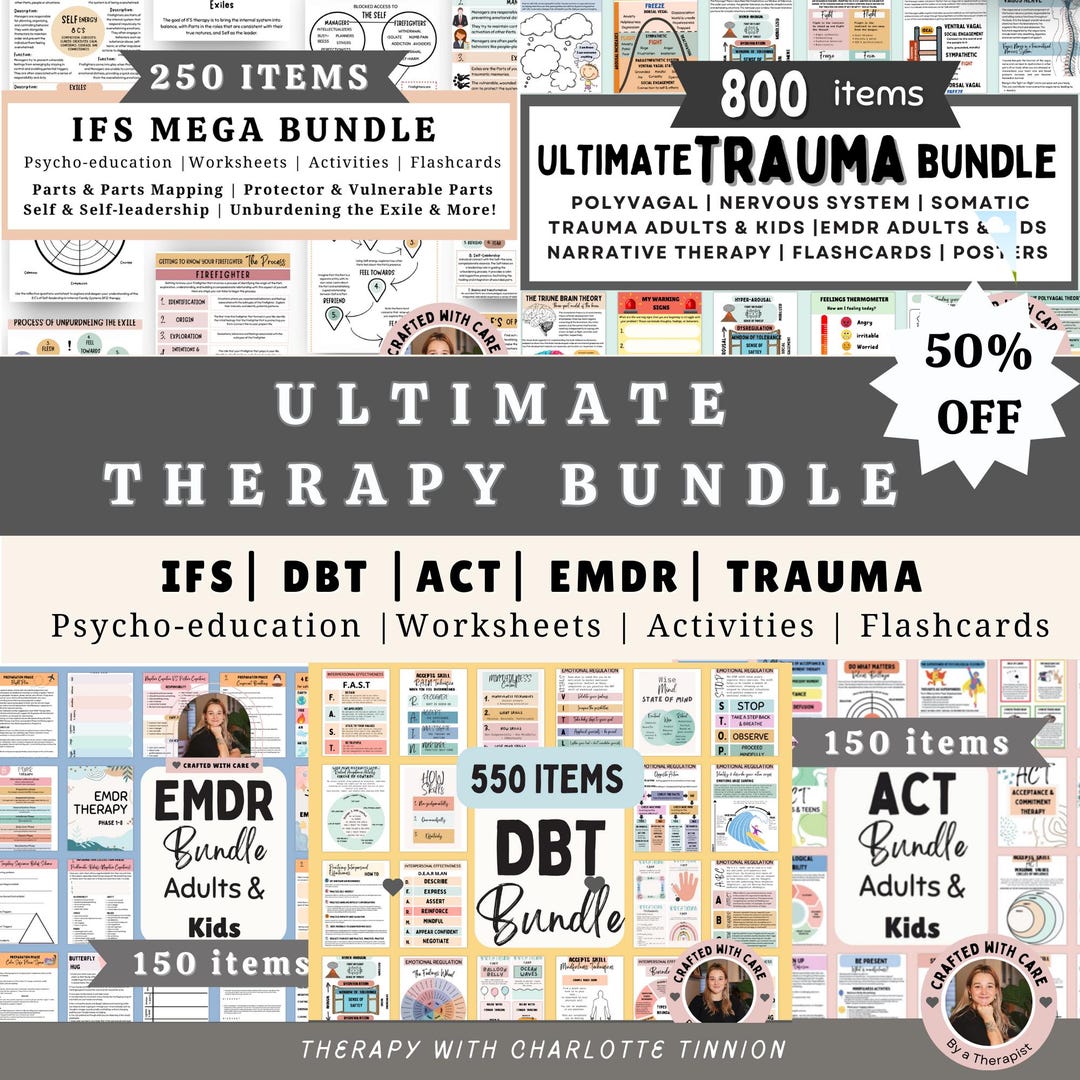 Therapy Bundle, Psychology Worksheets, Internal Family Systems, DBT ...