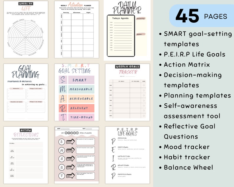 SMART Goal Setting Worksheets, SMART Goals Setting, CBT Worksheets ...
