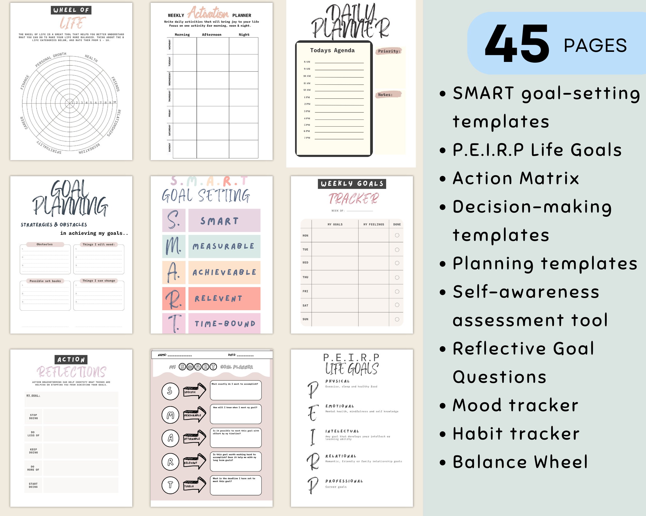 SMART Goal Setting Worksheets, SMART Goals Setting, CBT Worksheets ...