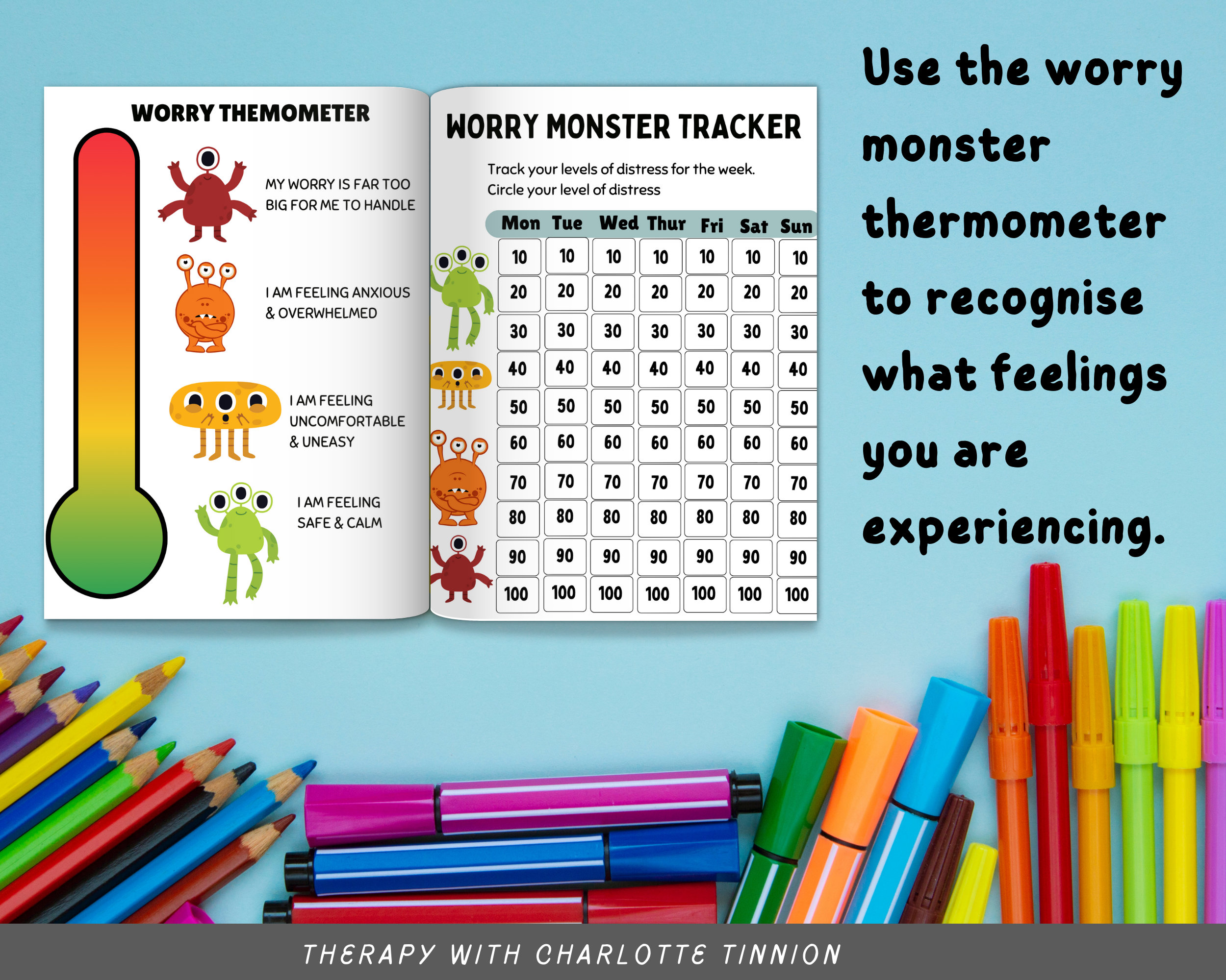 Worry Monster for Kids, Therapy for Kids, Worksheets for Children ...