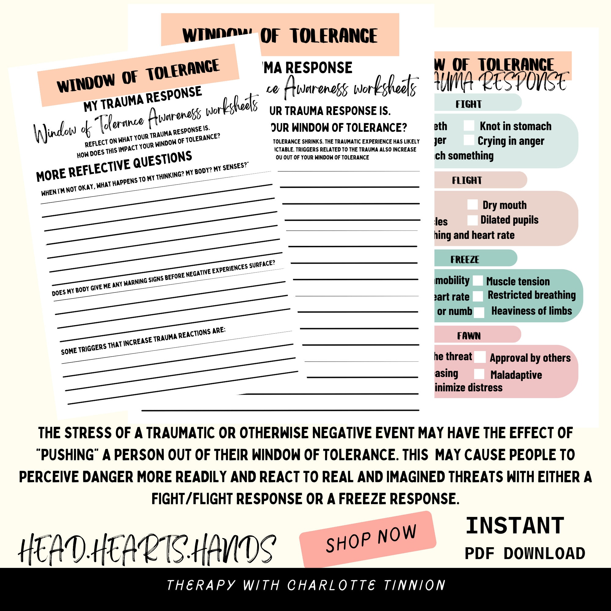 The Window of Tolerance Worksheets Arousal States Emotional - Etsy ...