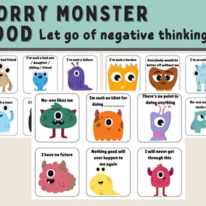Worry Monster for Kids, Therapy for Kids, Worksheets for Children ...