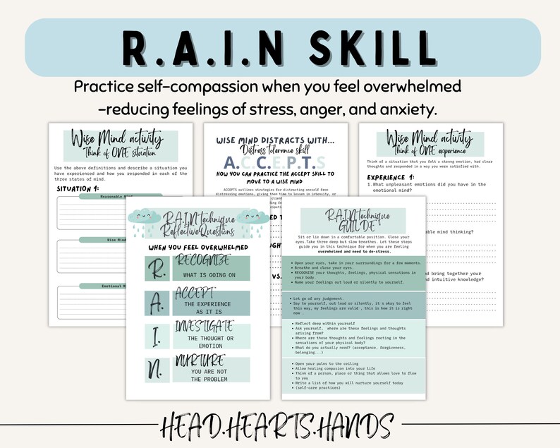 DBT Mindfulness Worksheets, Wise Mind, Anxiety Relief, Mindfulness ...