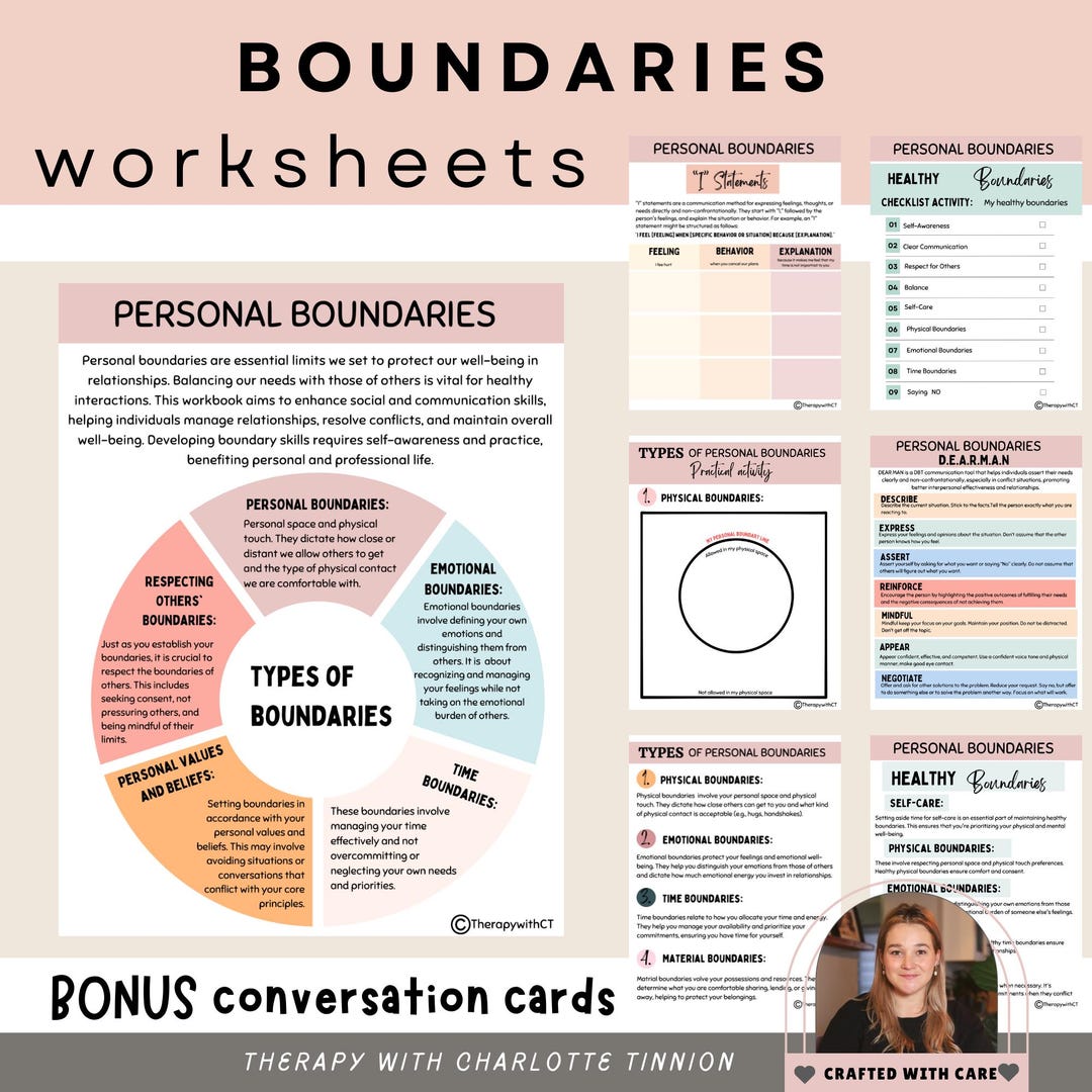 Boundaries Workbook, Personal Boundaries Worksheets, Interpersonal ...