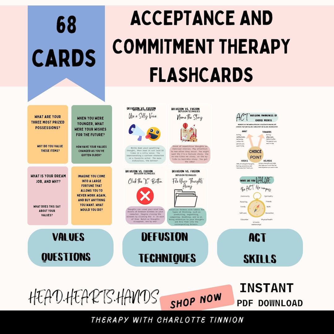 ACT Flashcards Acceptance and Commitment Therapy Flashcards - Etsy