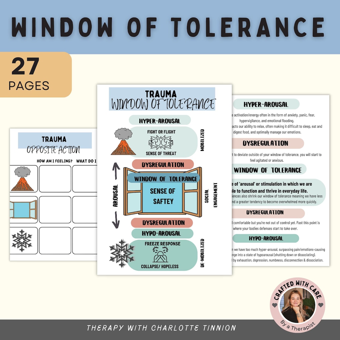 The Window of Tolerance Worksheets, Emotional Regulation, Trauma ...