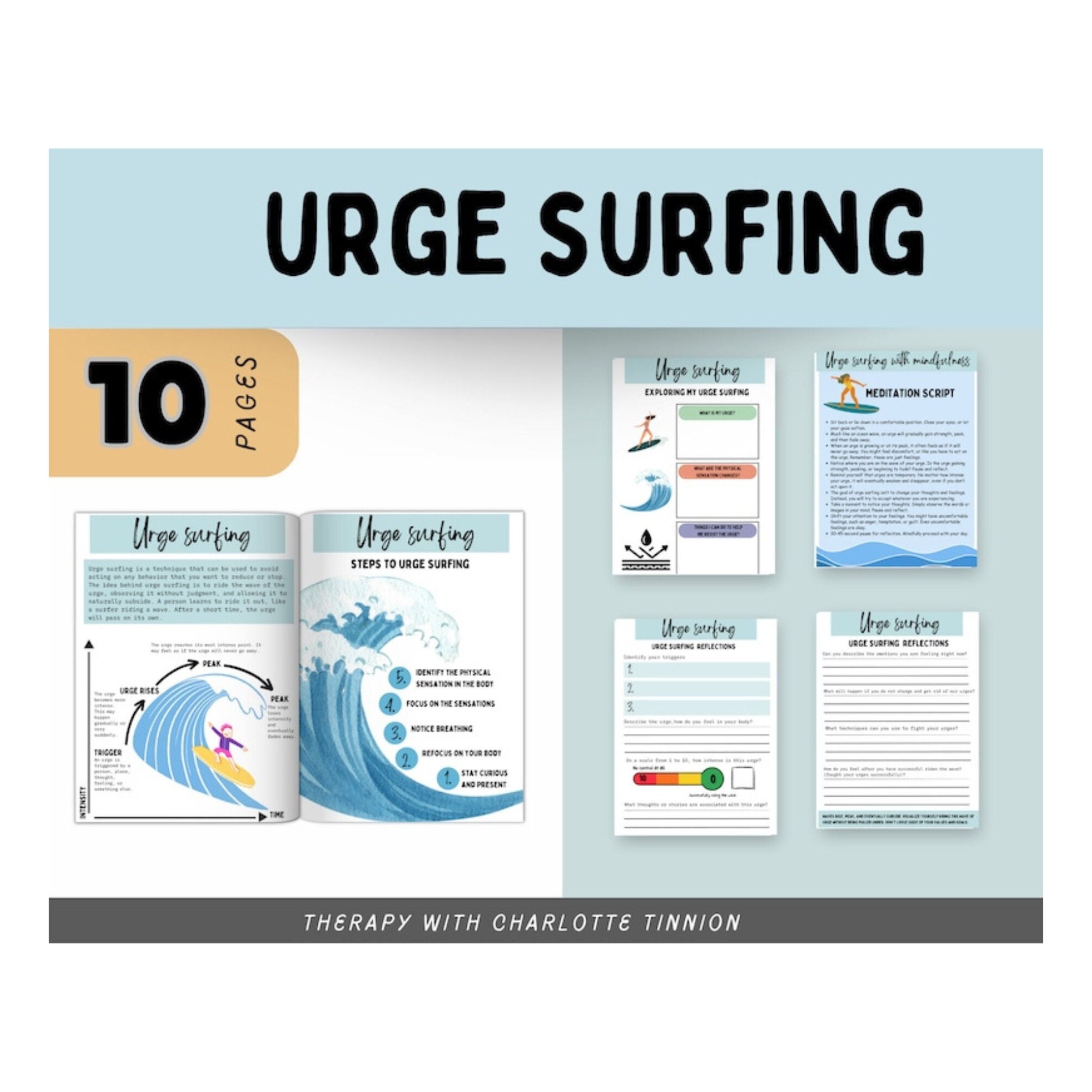 Urge Surfing Technique, Substance Use Worksheet, Addiction Therapy ...