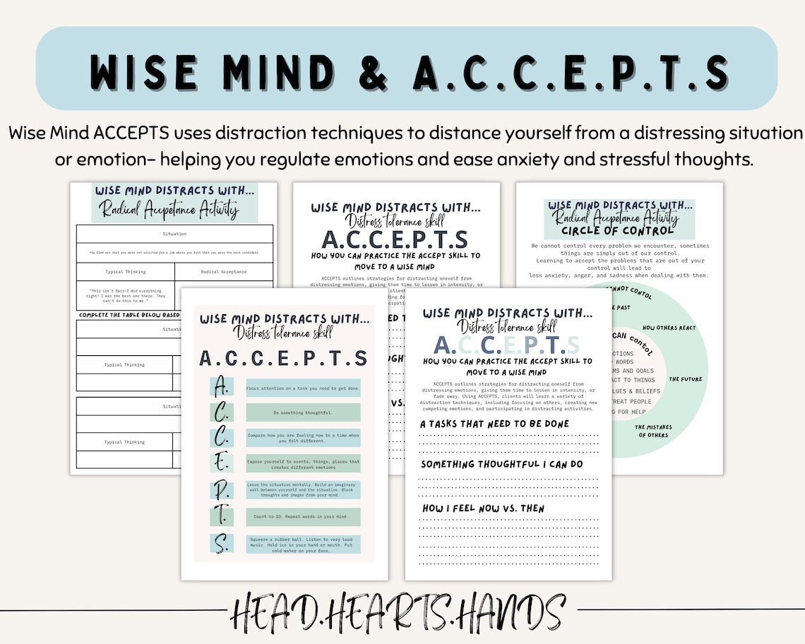 Wise Mind Worksheets, DBT Worksheets, Mindfulness Worksheets, Therapy ...