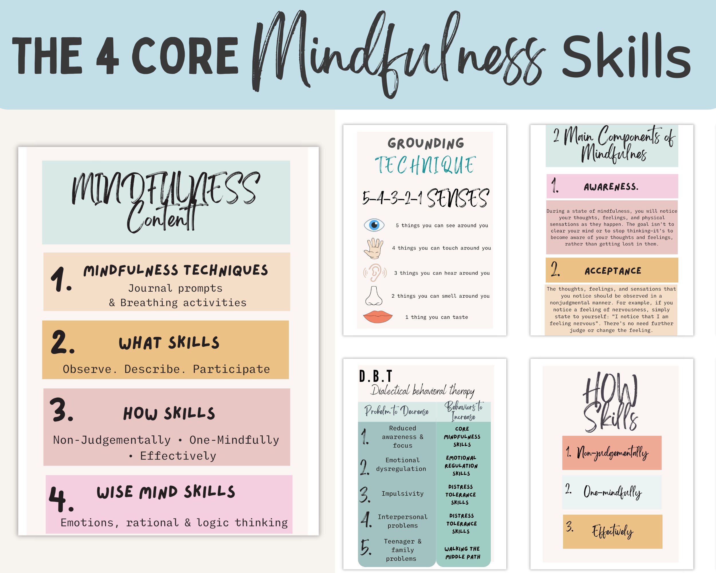 Mindfulness Mega Bundle, Mindfulness Worksheets, DBT Worksheets ...