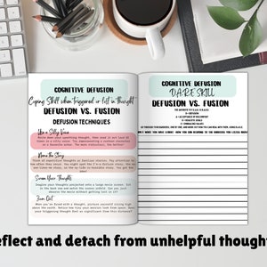 ACT, Acceptance and Commitment Therapy Workbook, Cognitive Defusion, Values Worksheets, ACT ...