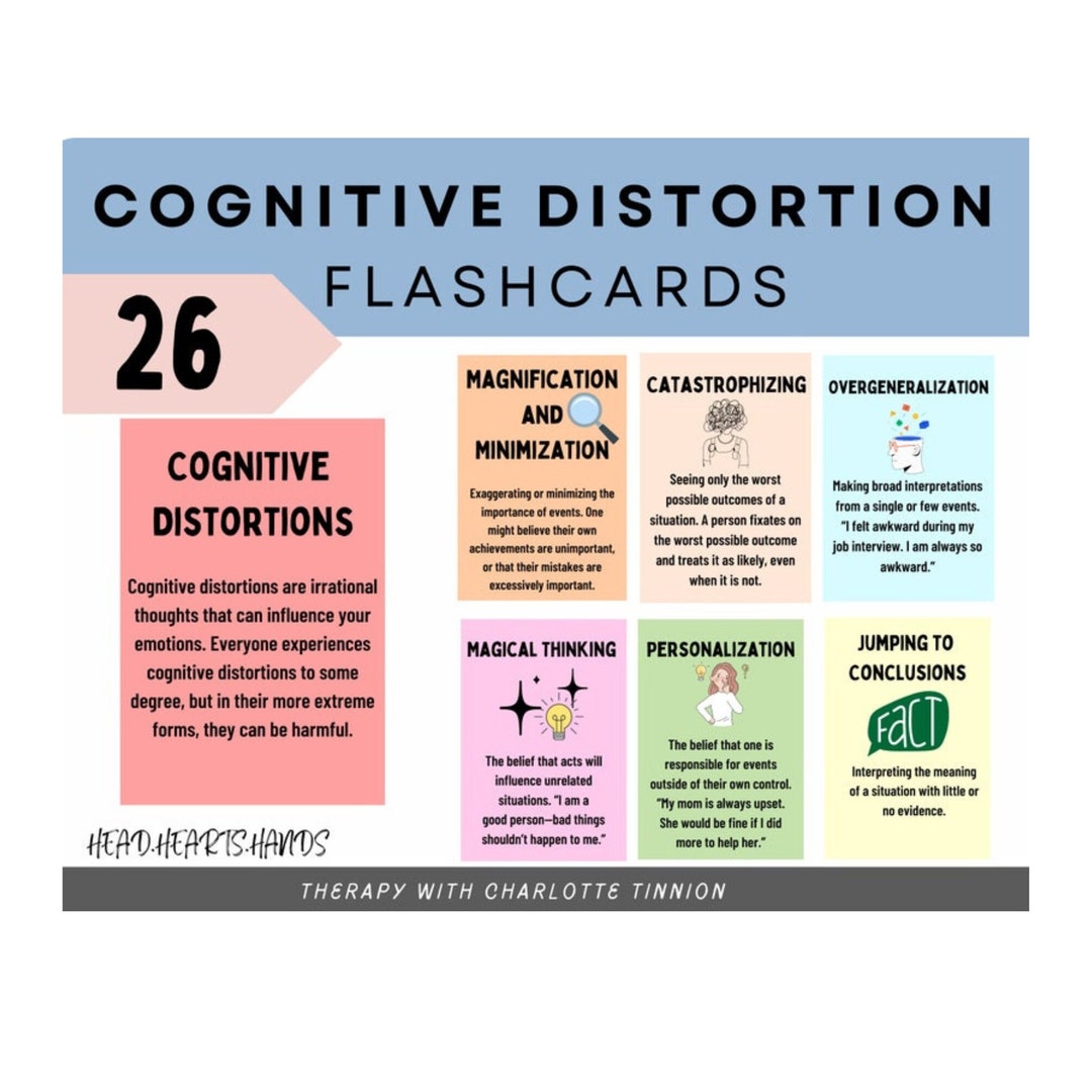 Cognitive Distortions Flash Cards, Thinking Errors, Unhelpful Thinking ...