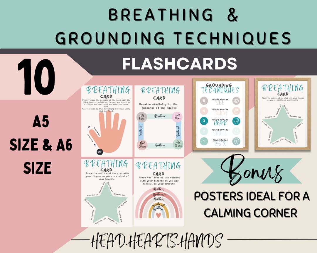 Mindfulness Breathing Flash Cards & Posters Breathing Cards - Etsy