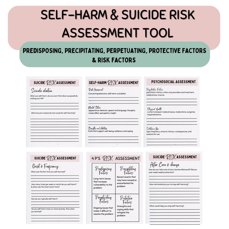 Safety Plan Bundle, Suicide Assessment Tool, Crisis Safety Plan ...