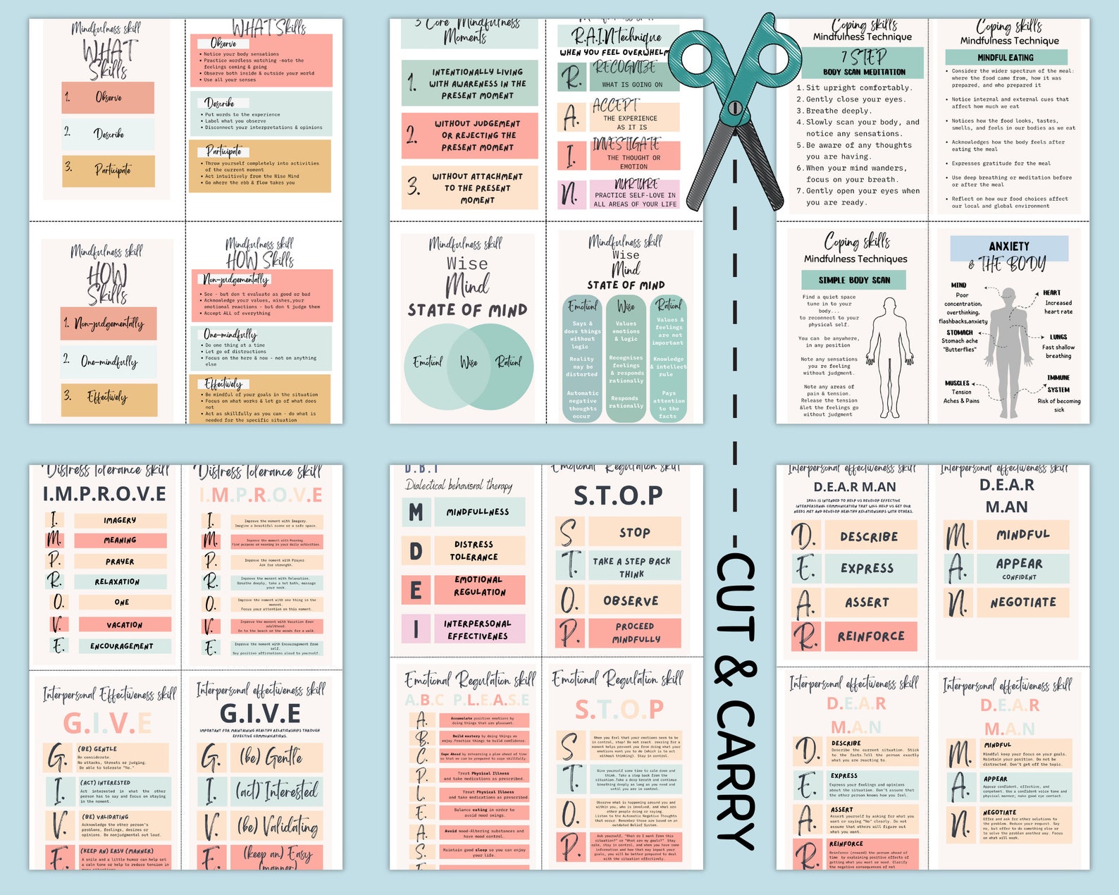 DBT Flashcards, DBT Coping Skill Cards, Coping Skills Flash Cards ...