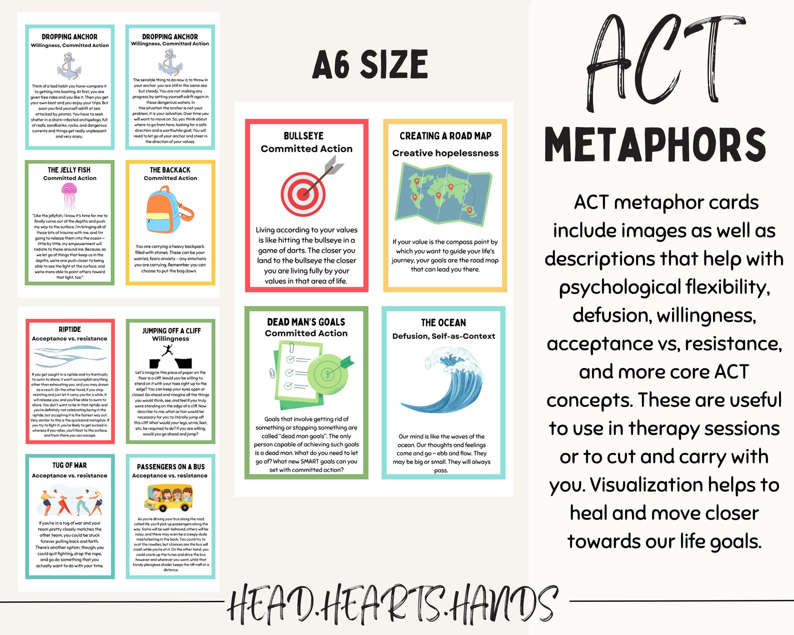 ACT Metaphor Flashcards, ACT Therapy, Psychological Flexibility, Act ...