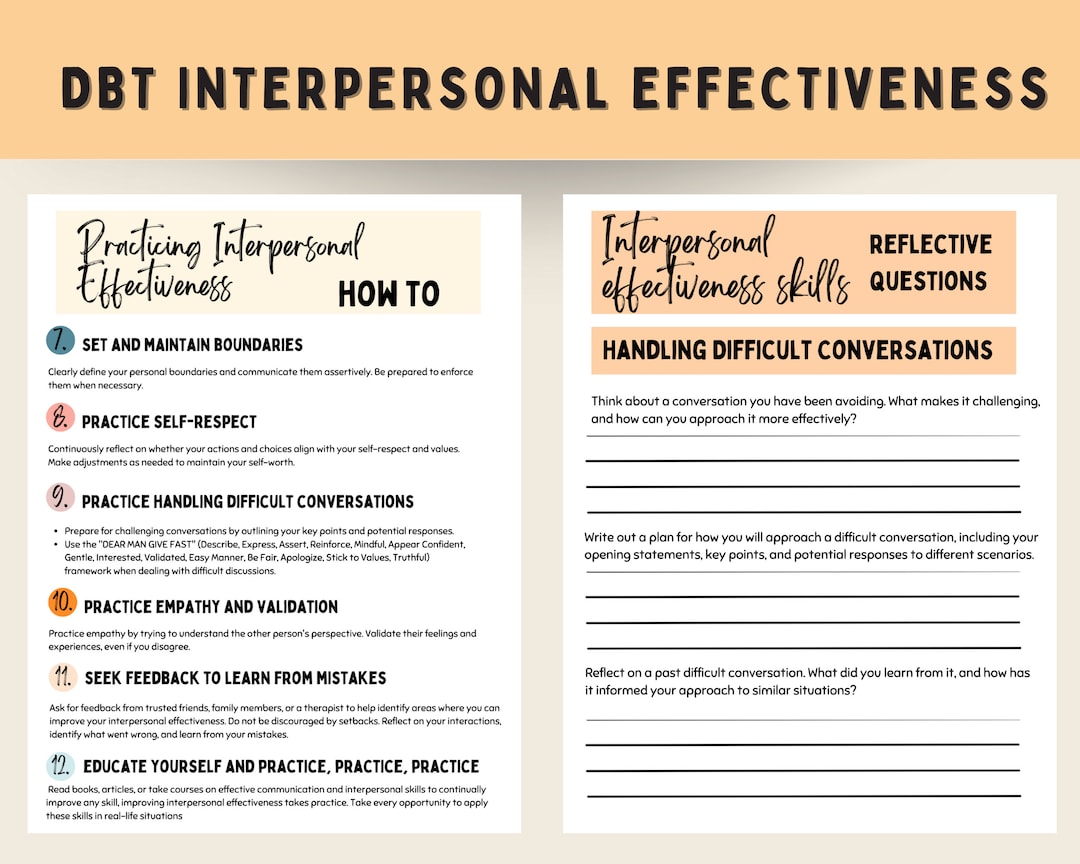 DBT Interpersonal Effectiveness Worksheets,dbt Bundle, DBT Worksheets ...