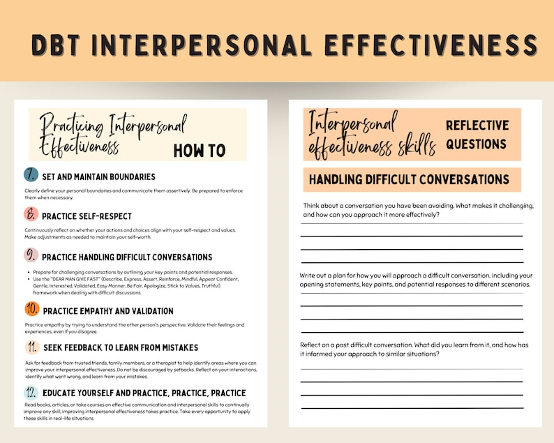 DBT Interpersonal Effectiveness Worksheets,dbt Bundle, DBT Worksheets ...