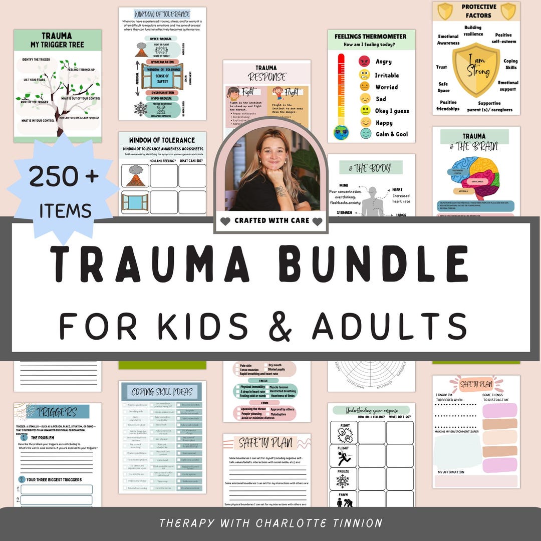 Trauma Bundle, Trauma Workbook Adult, Trauma Workbook for Kids, Trauma ...