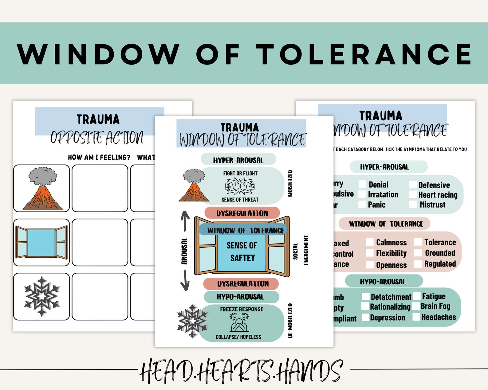 Window of Tolerance Worksheets, Trauma Therapy, Emotional Regulation ...